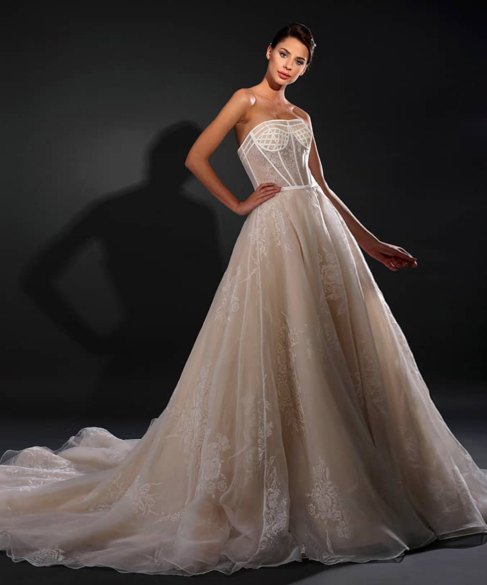 Rent ELLA ZAHLAN Strapless Lace Bridal Gown in Dubai - Designer 24