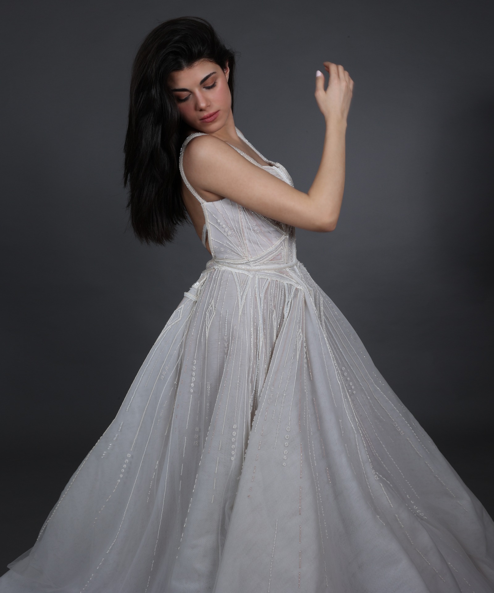 Rent HASS IDRISS Cape Embellished Bridal Gown in Dubai - Designer 24
