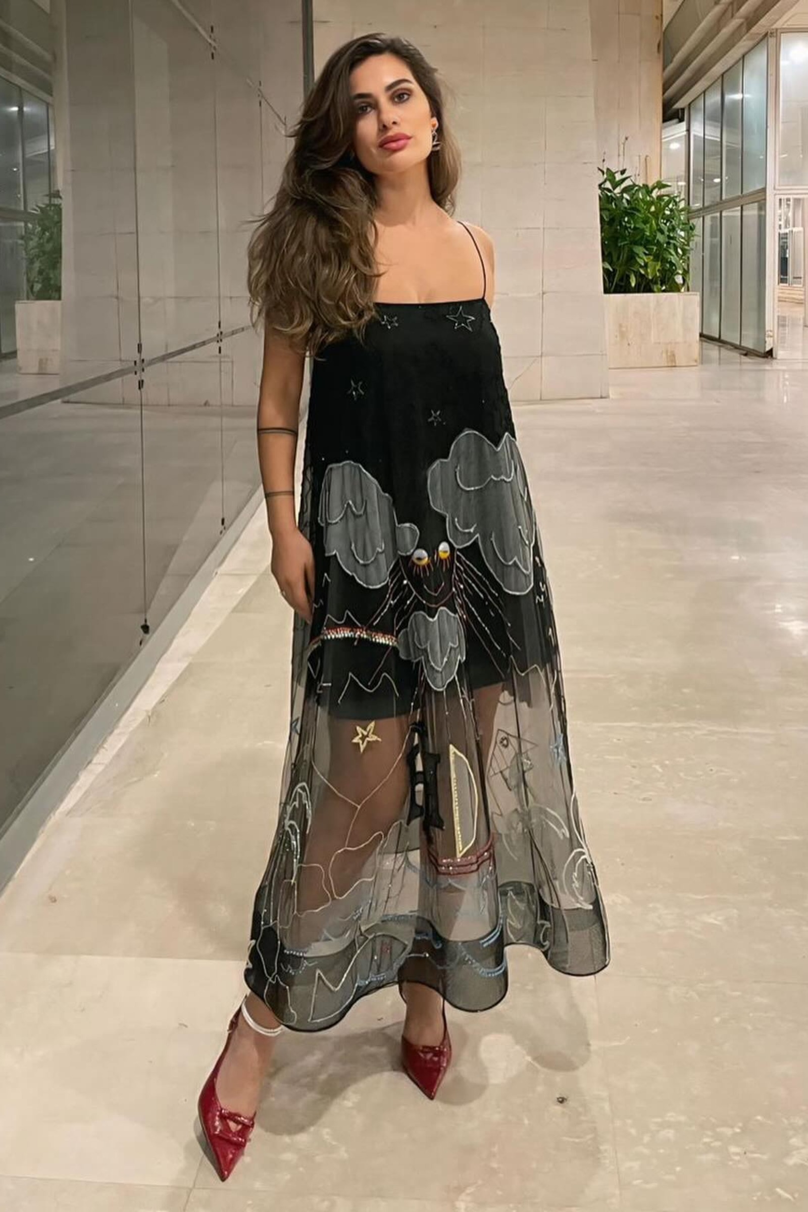 Rent HASS IDRISS Sleeveless Nature Beaded Dress in Dubai - Designer 24