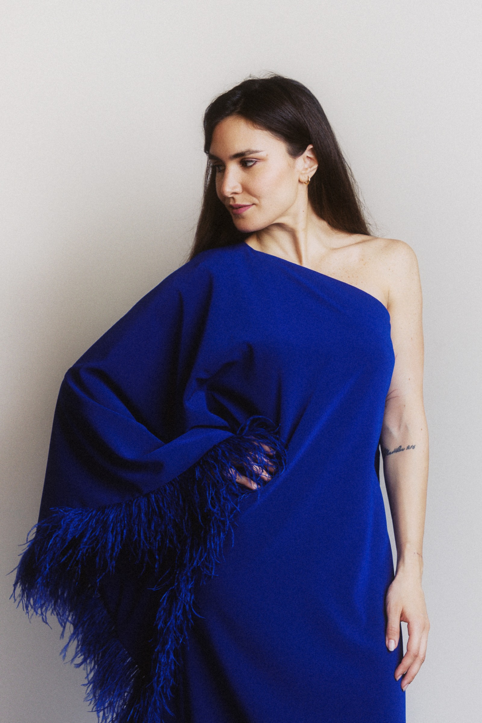 Rent JAD COUTURE Flowy Feather One Shoulder Dress in Dubai - Designer 24