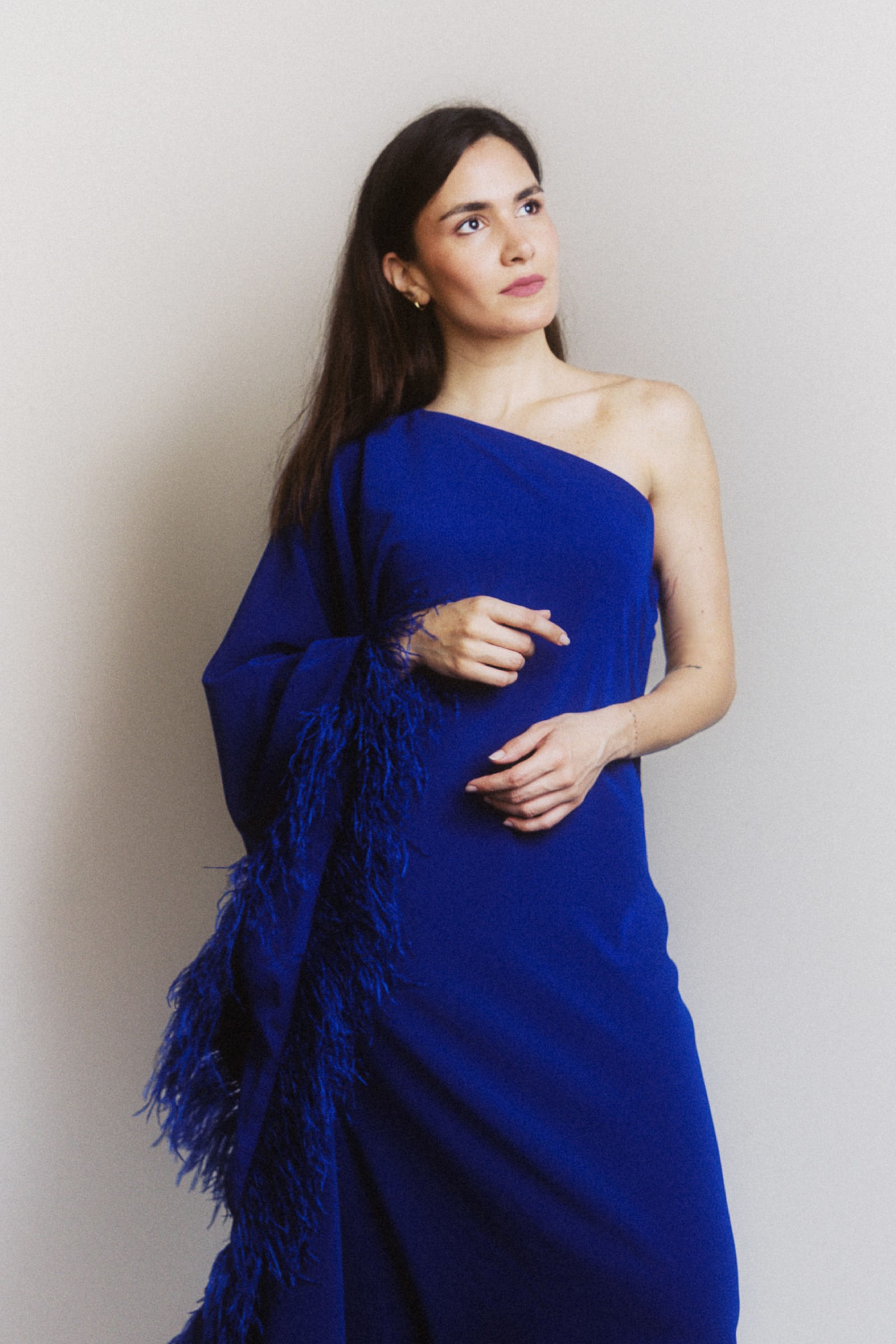 Rent JAD COUTURE Flowy Feather One Shoulder Dress in Dubai - Designer 24