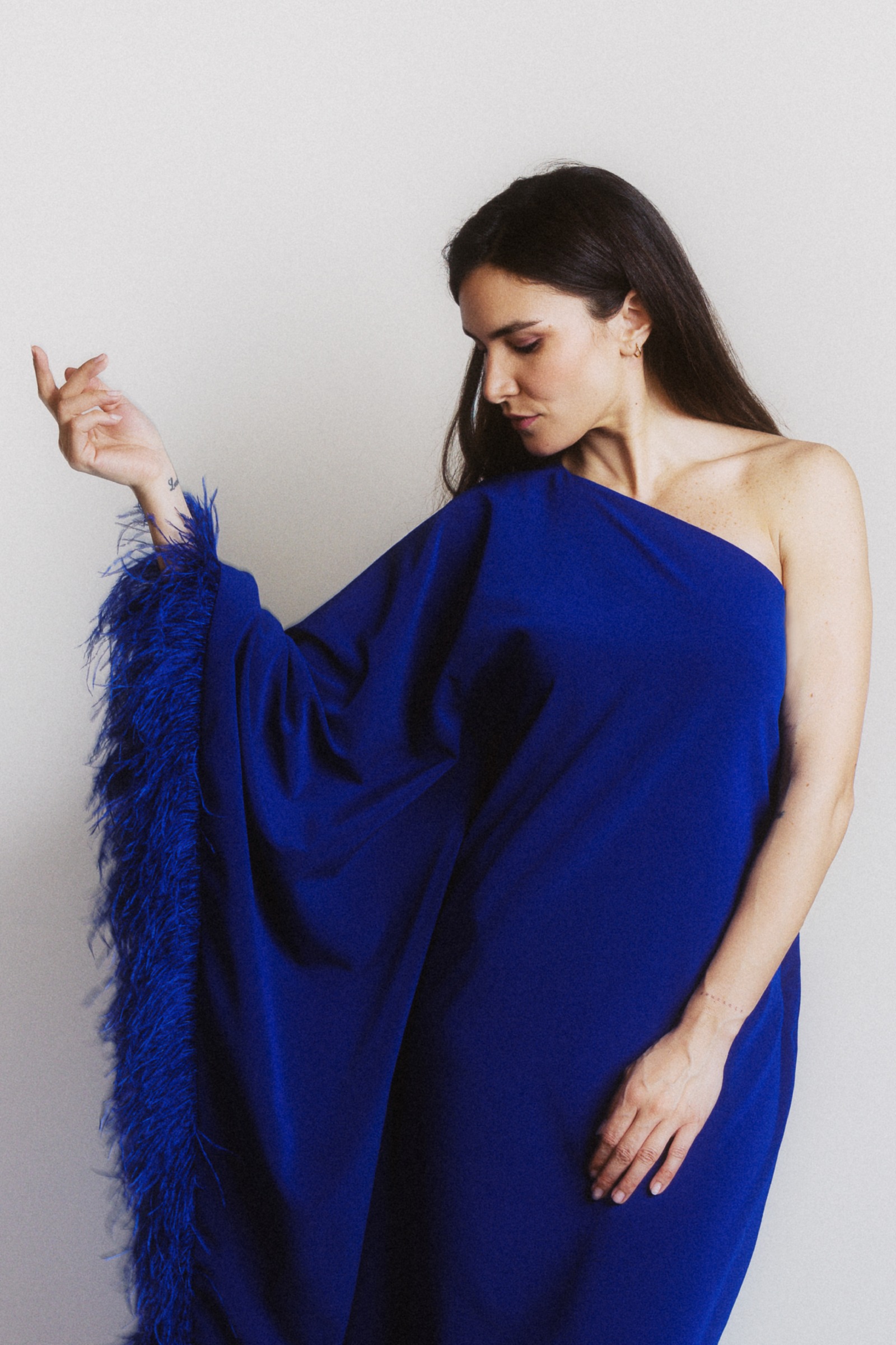 Rent JAD COUTURE Flowy Feather One Shoulder Dress in Dubai - Designer 24