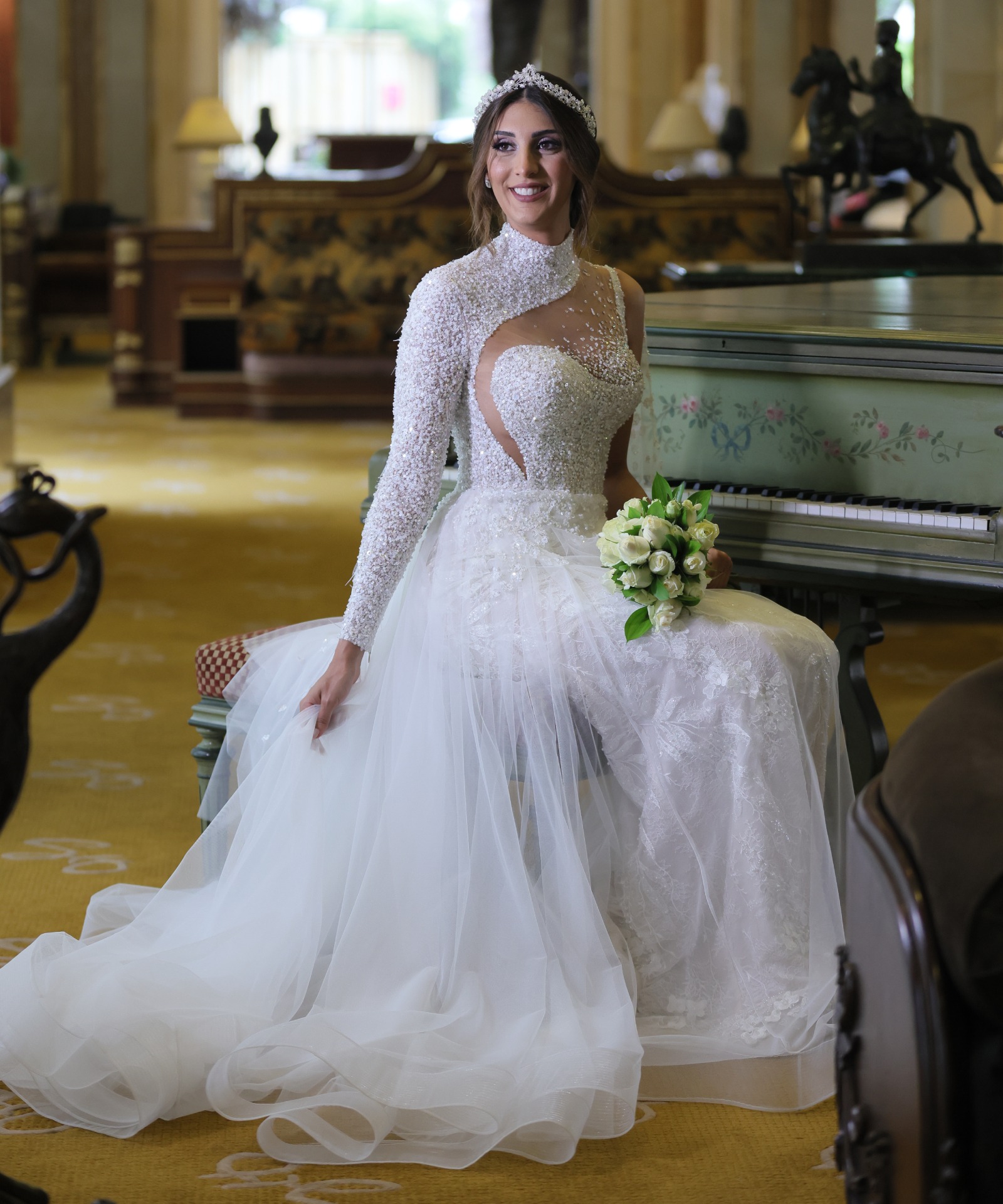 Rent JEAN PIERRE TOHME Asymmetric Embellished Bridal in Dubai - Designer 24