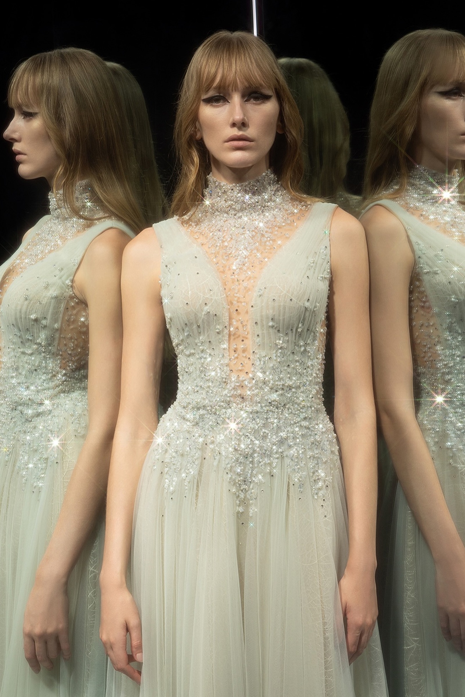 Rent JEAN PIERRE TOHME Tulle Sleeves Embellished Gown in Dubai ...