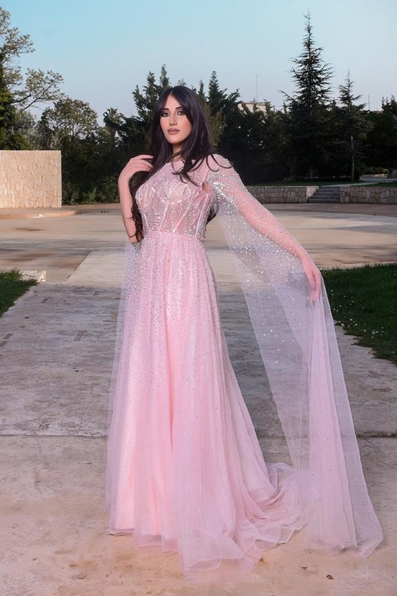 Rent LINA KHALED Embellished Dress With Cape in Lebanon - Designer 24