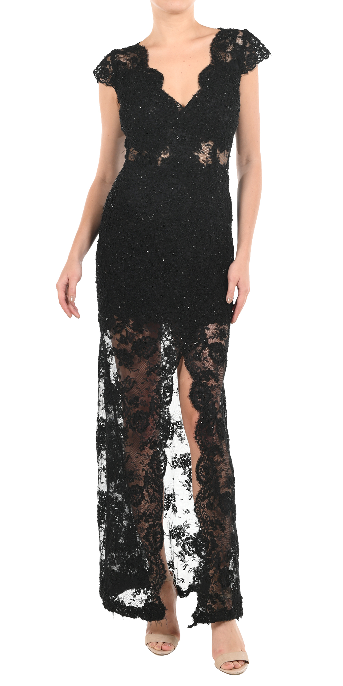 Rent M MARQUISE Full Lace Embroidered V-line Decolletage Gown in ...