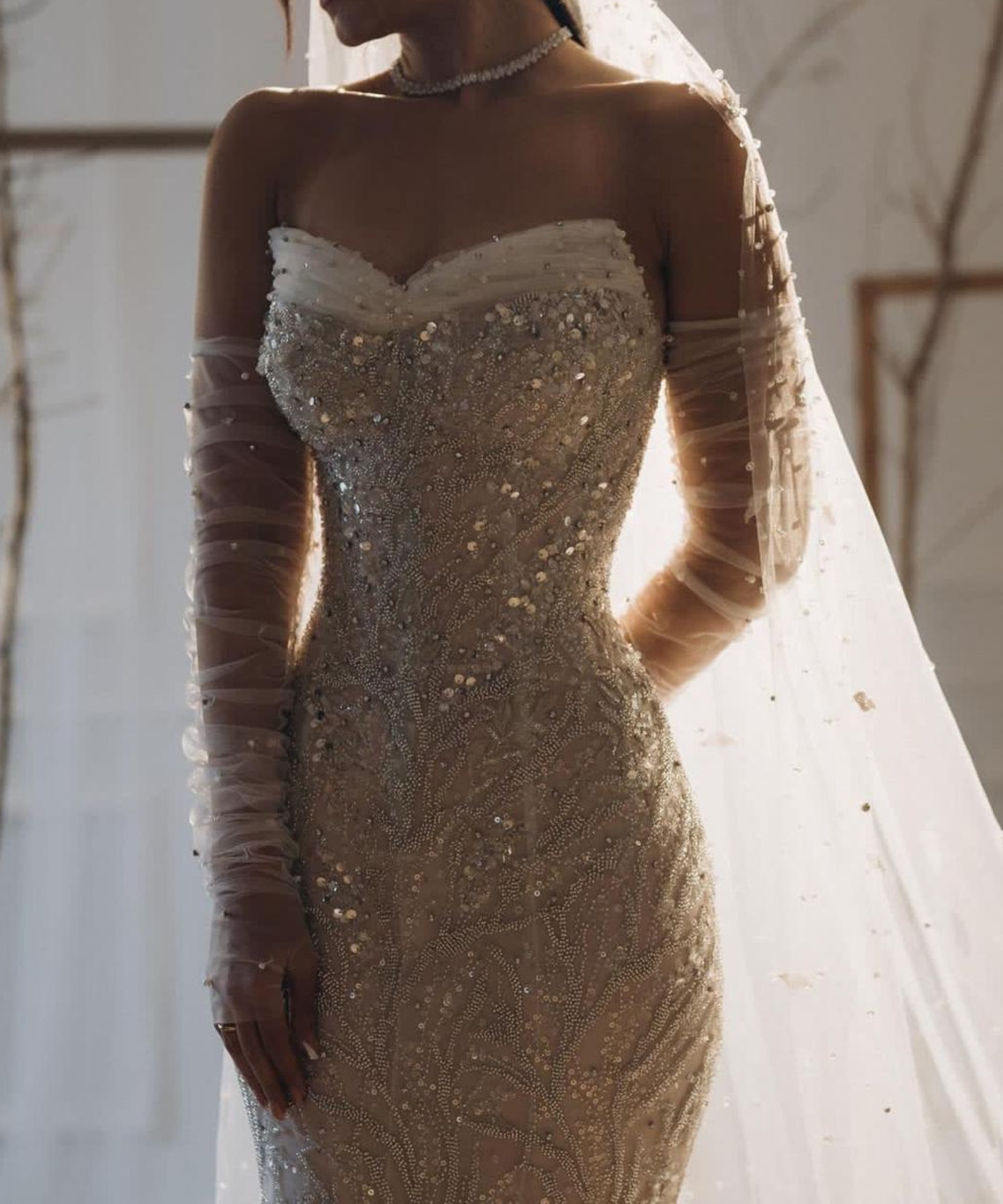 Rent NOUR AZAZY Strapless Embellished Gown in Dubai - Designer 24