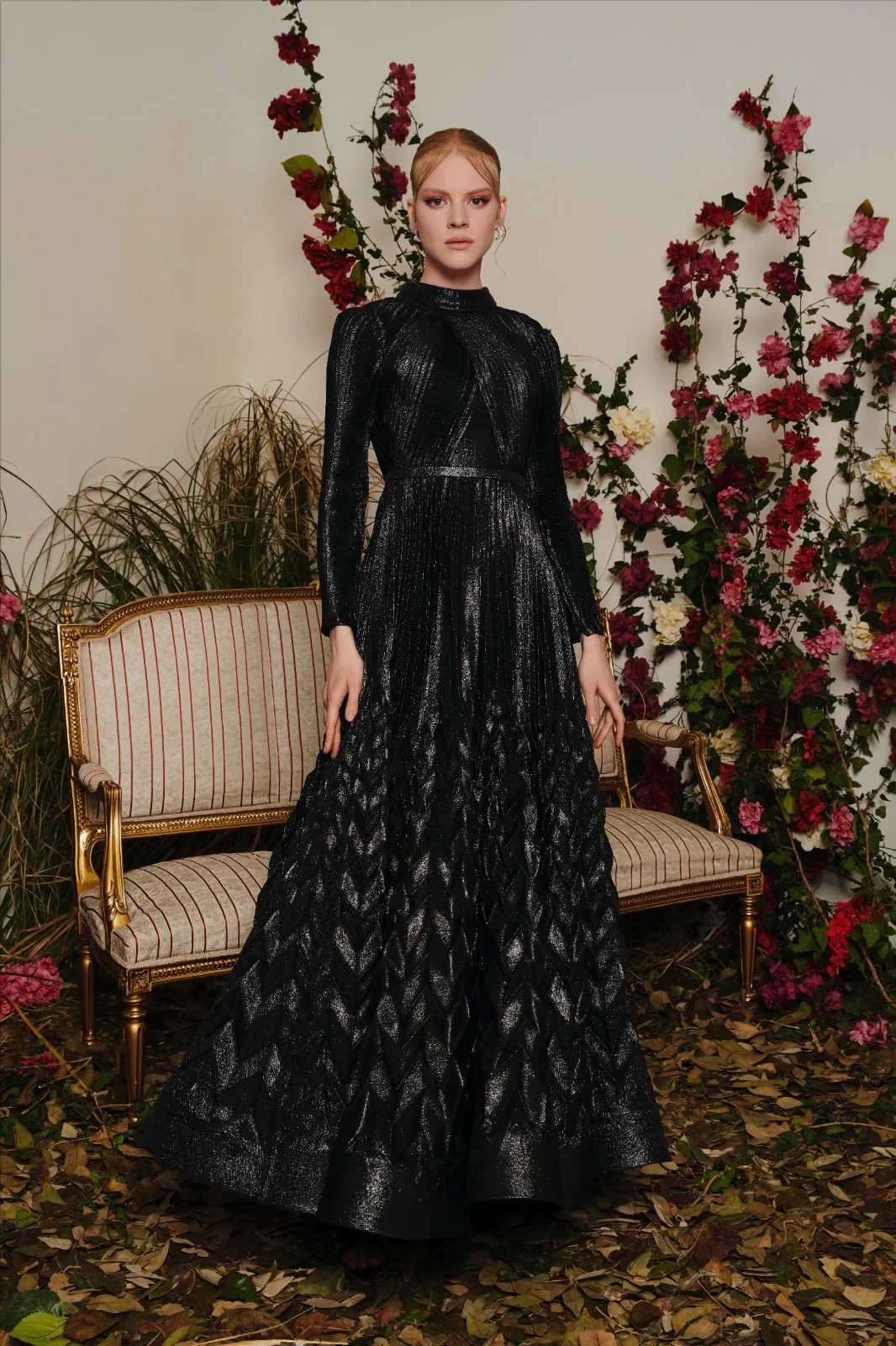 Rent NOUR FATHALLAH Long Sleeve High Neck Gown in Dubai - Designer 24