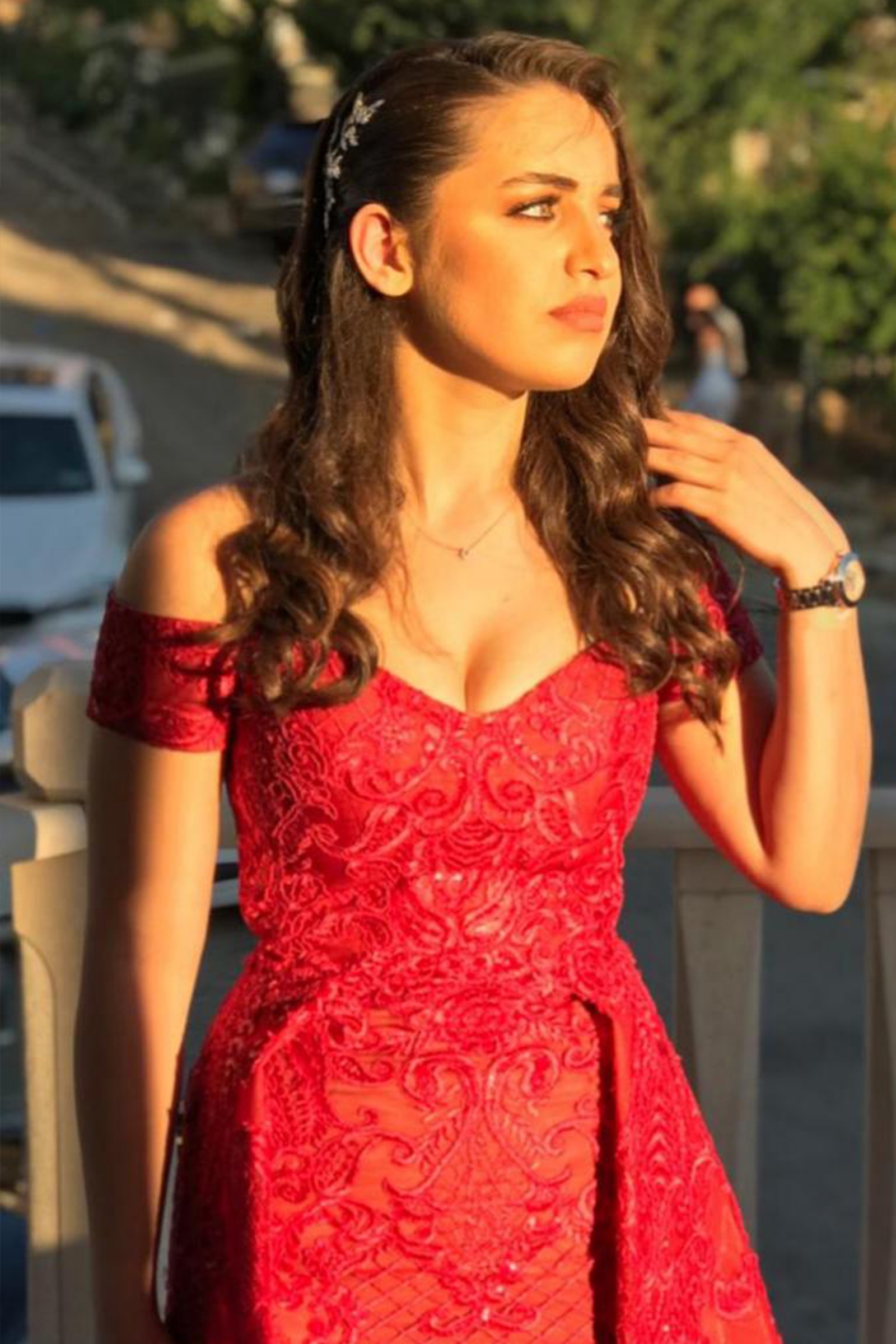 Rent SARAH BADR Off shoulder embellished gown in Dubai - Designer 24