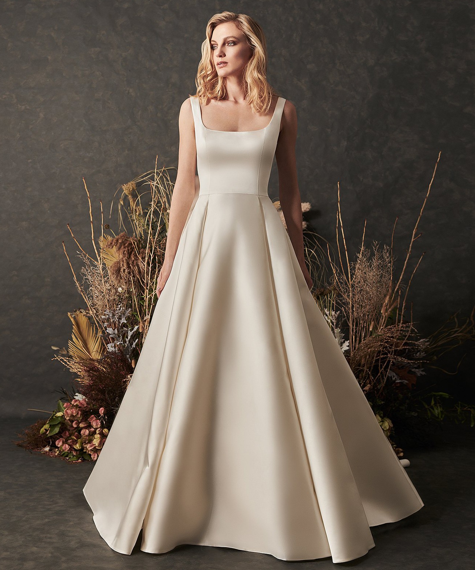 Rent SANDY NOUR Sleeveless Satin Square Ballgown in Dubai - Designer 24