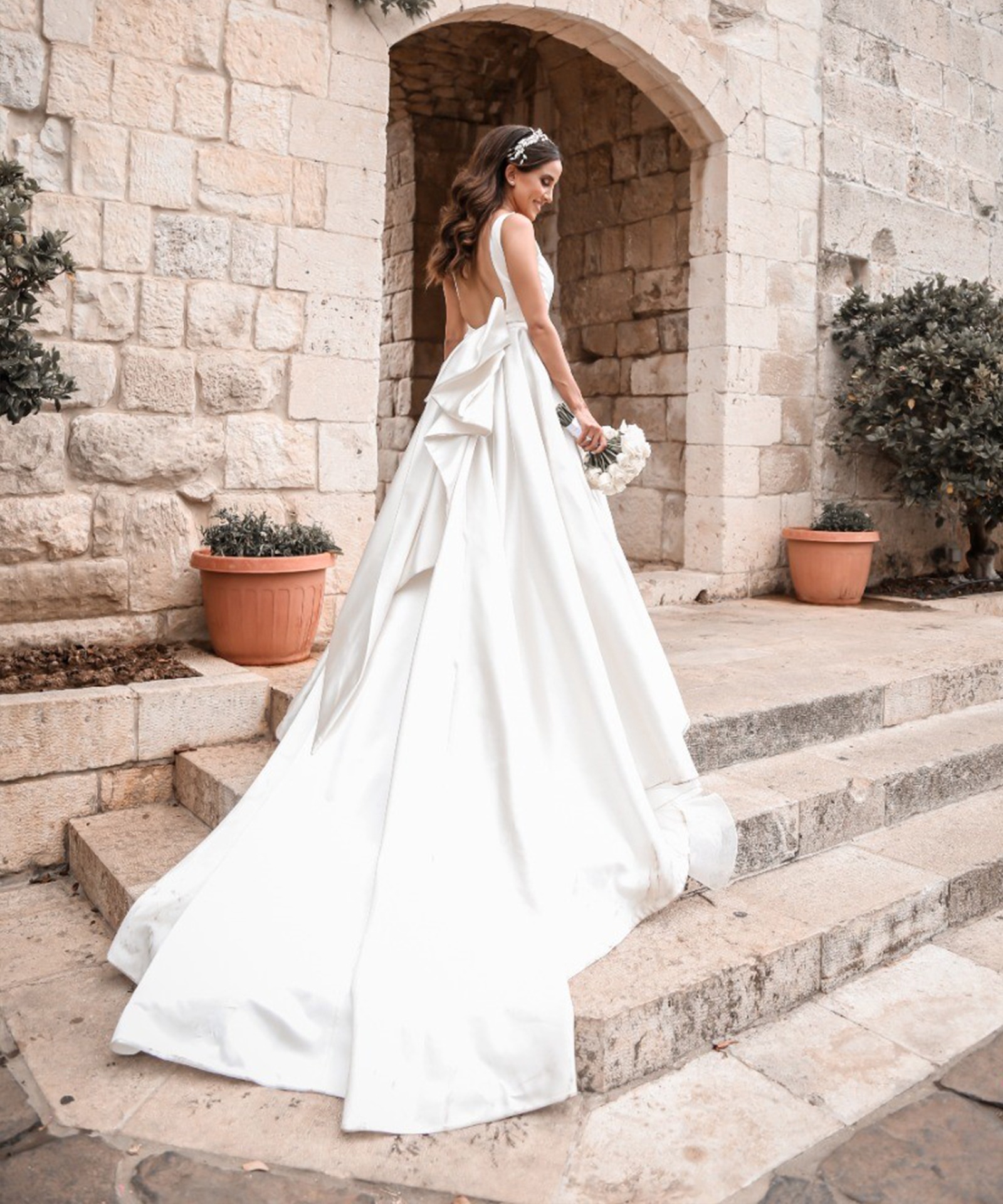 Rent SANDY NOUR Sleeveless Satin Square Ballgown in Dubai - Designer 24