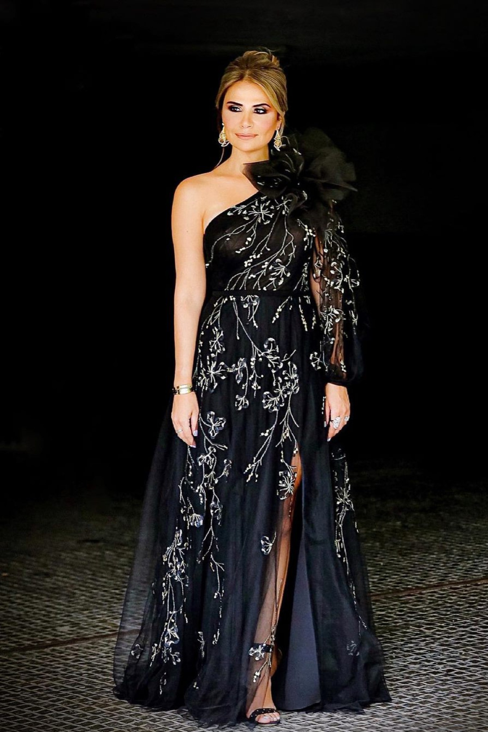 Rent SANDY NOUR One Shoulder Embellished Gown in Dubai - Designer 24