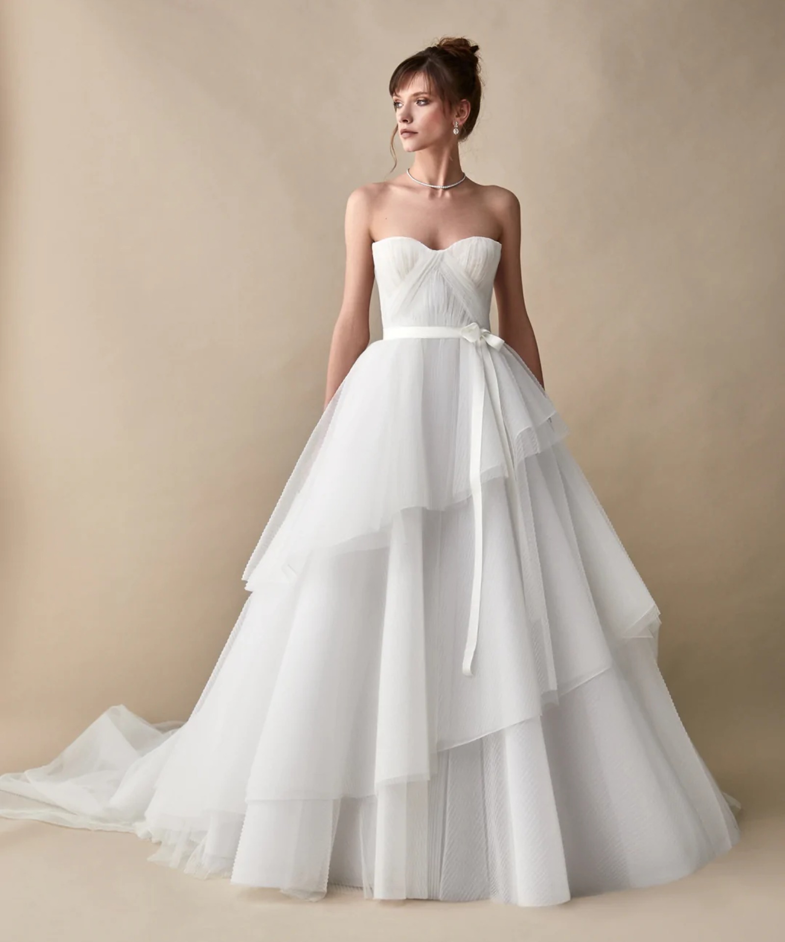 Rent SANDY NOUR Ruffles Flowy Strapless Dress in Dubai - Designer 24