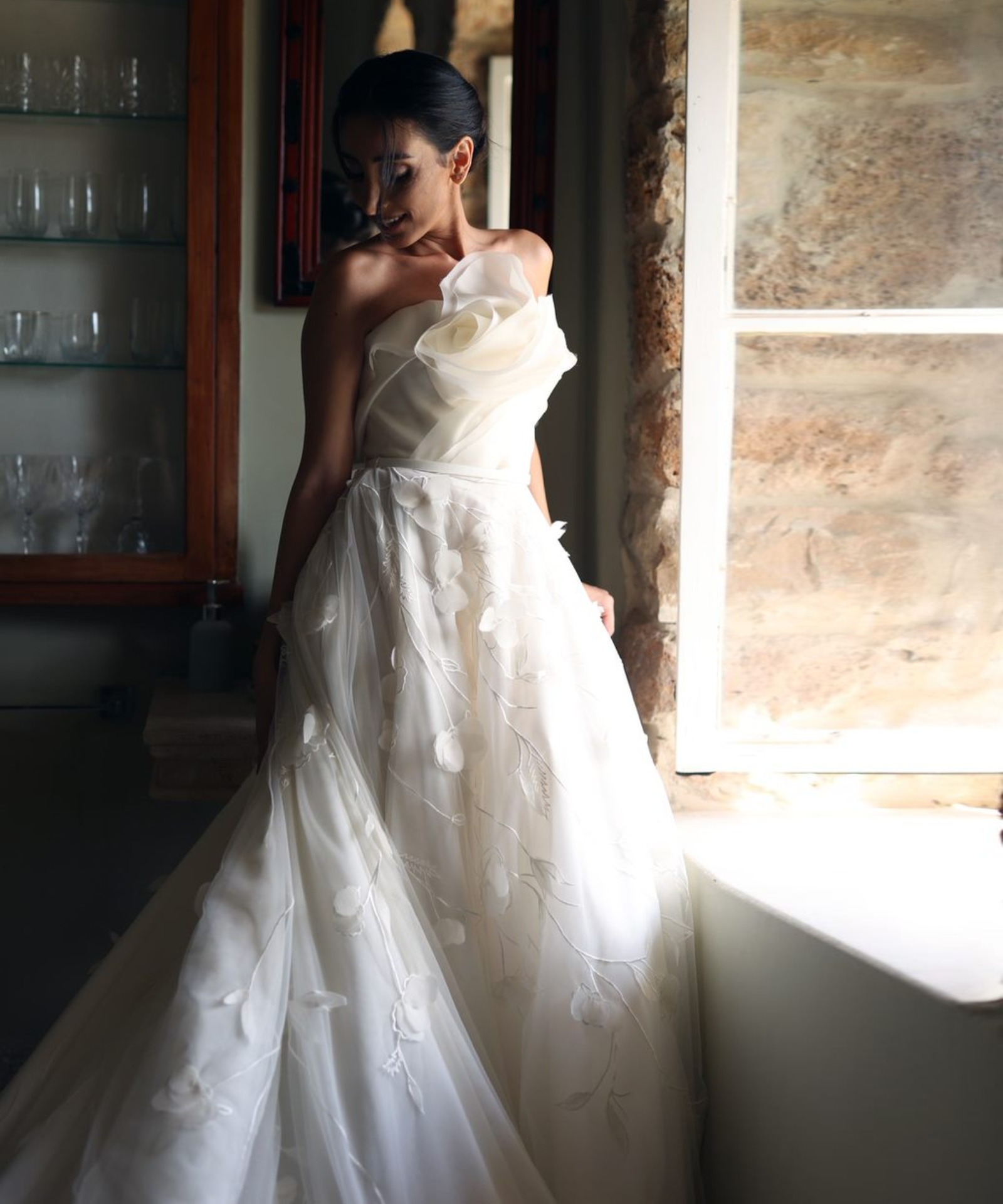 Rent SANDY NOUR Off Shoulder Flowy Gown in Dubai - Designer 24