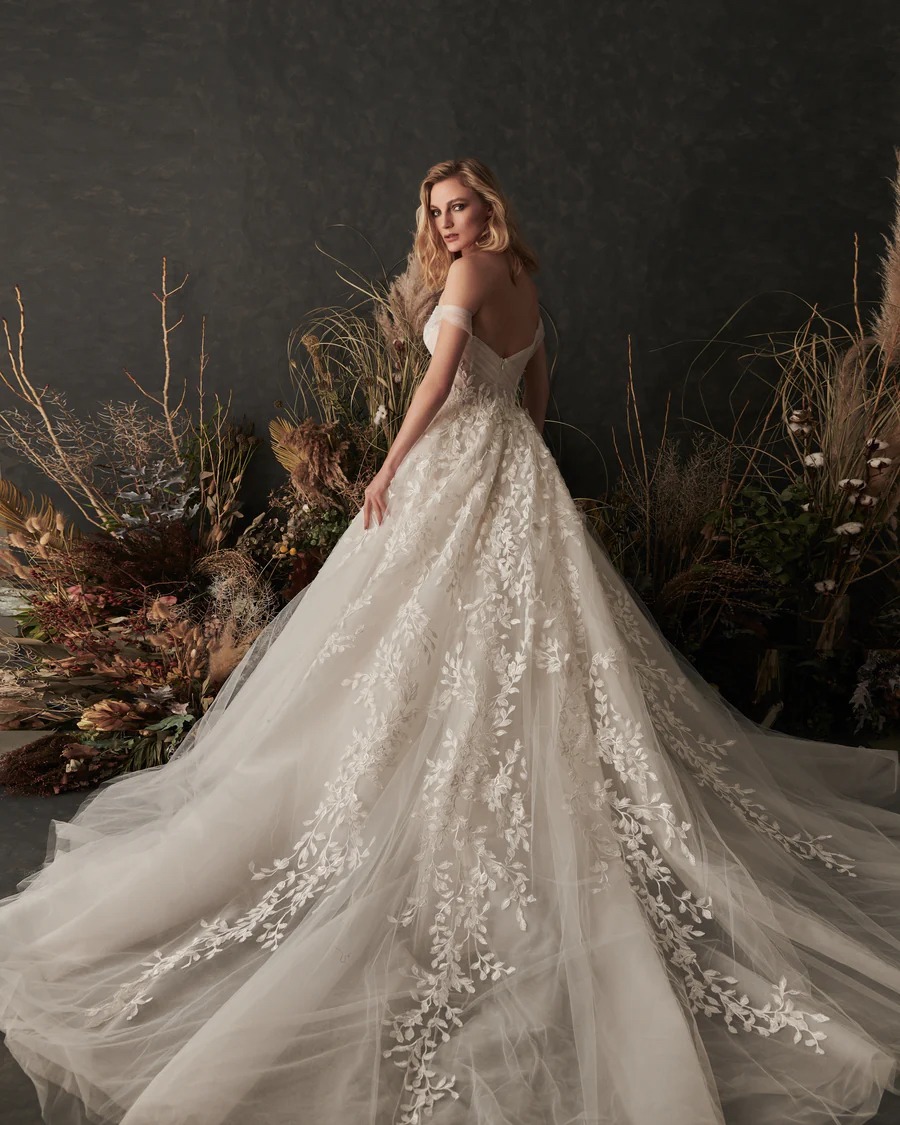 Rent SANDY NOUR Off Shoulder Petal Princess Gown in Dubai - Designer 24
