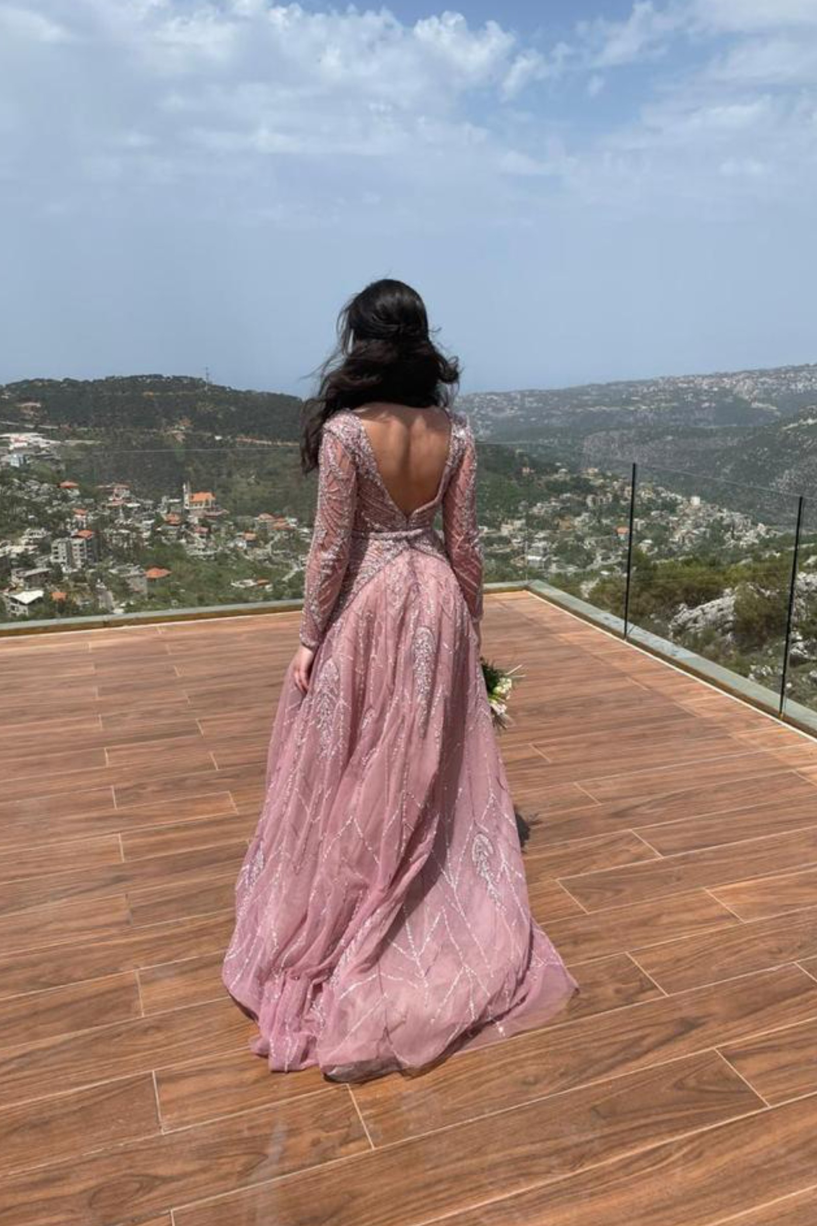 Rent WALID MOUFAWAD Embellished Long Sleeve Gown in Dubai - Designer 24